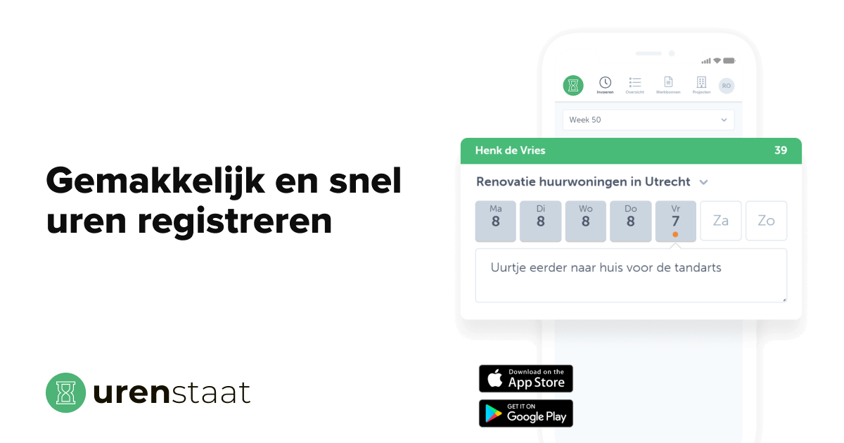 Urenregistratie - Bekijk ons programma - Urenstaat